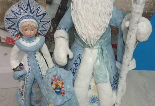 Дед мороз, снегурочка, ватные игрушки