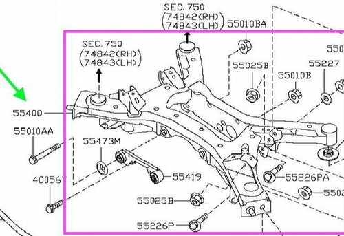 Балка подвески задняя Nissan Teana J32 QR25