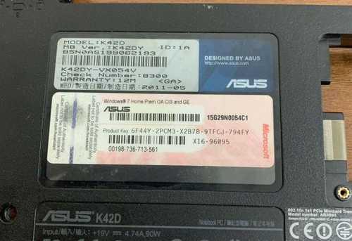 Поддон, нижняя часть корпуса Asus K42D