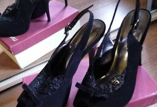 Туфли открытые босоножки черные