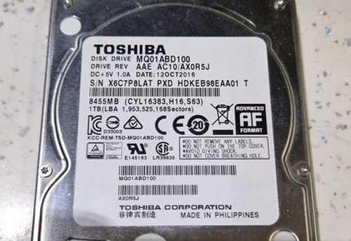 Жесткий диск для ноутбука Toshiba, 1000Gb, SATA II