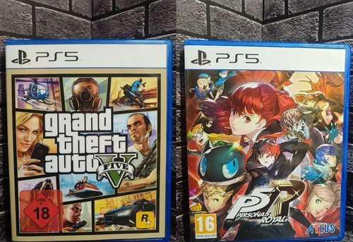 Диски игры GTA 5 / Persona Royal 5 на PS5
