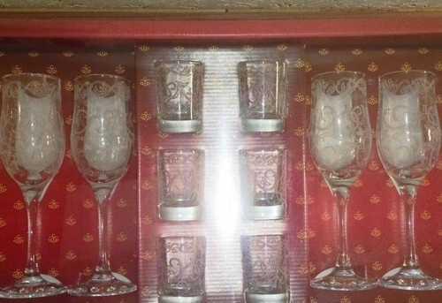 Набор бокалов и стопок из стекла