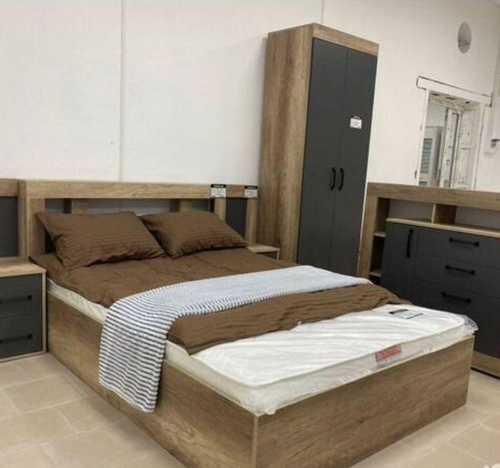 Кровать полуторка 1,4м с надстройкой без матраса
