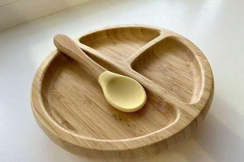 Посуда для кормления деревянная детская новая