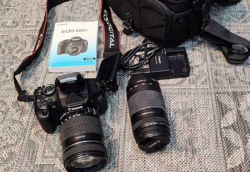 Зеркальный фотоаппарат Canon eos 600d 2 объектива