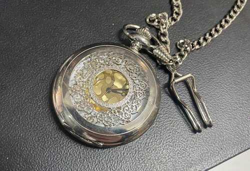 Серебряные карманные часы Узоры