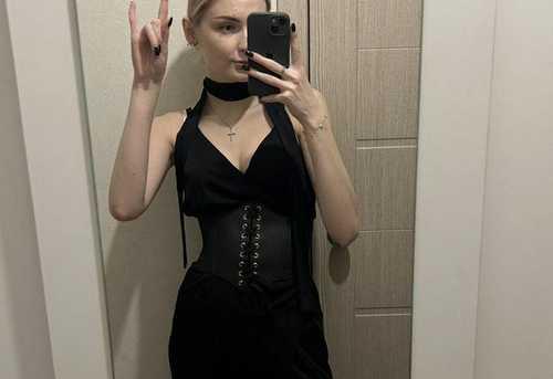 Платье черное комбинация