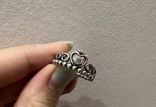 Серебряное кольцо Pandora тиара принцессы