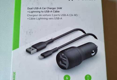 Автомобильная зарядка Belkin 2USB 12W Lightning