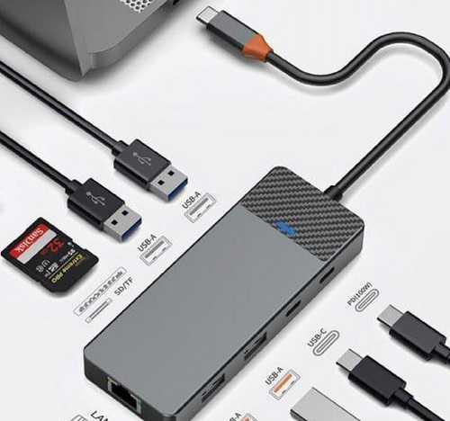 Хаб USB Wiwu Linker A923RPT 9-in-1 USB-C Grey