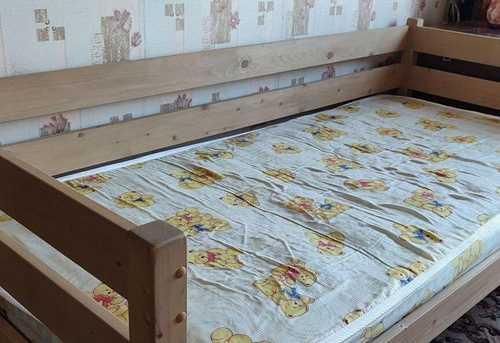 Кровать детская из сосны и матрас 80х180