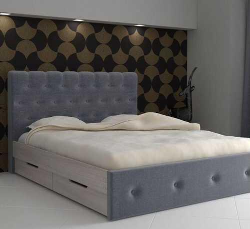 Кровать Амели Тип 7 с ящиками Серая