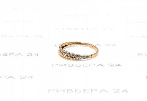 Золотое кольцо с фианитами 585 пробы 0.77 грамм