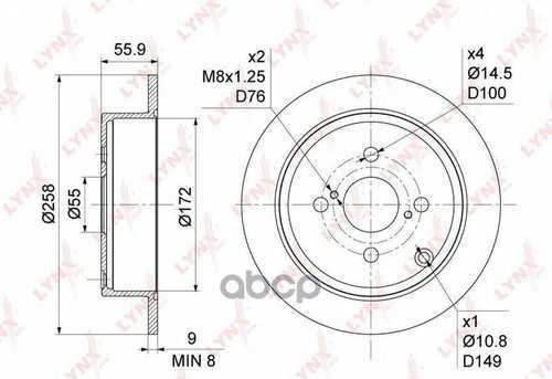 Диск тормозной зад BN1140 lynxauto