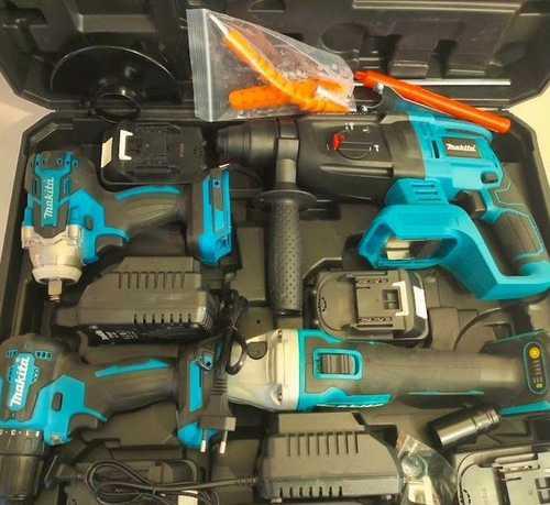 Набор makita 4 в 1. С 4 аккумуляторами и 2 з/у