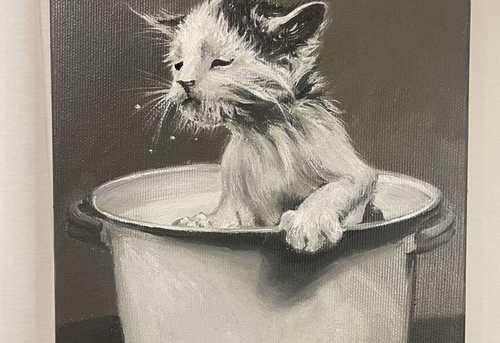 Картина маслом на холсте кот