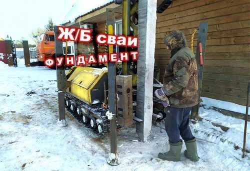 Ж/Б сваи. Забивка свай под фундамент