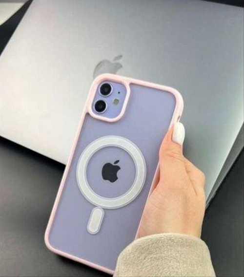 Чехол оптом на iPhone 11 MagSafe с розовыми краями