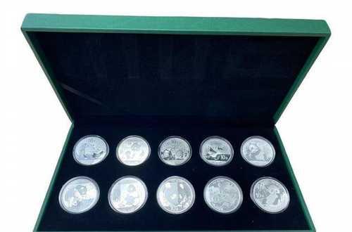 Набор из 10-ти серебряных монет "Панда" 305,5 г