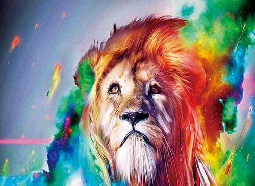 Алмазная мозаика на картоне 21х25 "Красочный лев"