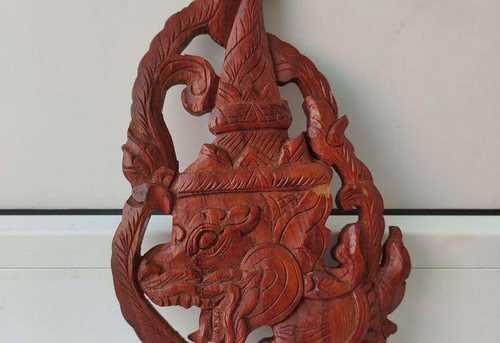Дракон маска красное дерево. Лаос 80-е