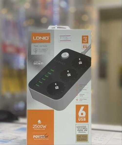 Сетевой фильтр ldnio 2500w 3+6usb