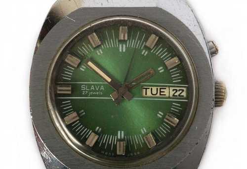 Часы Слава 2427 автоподзавод зеленый циферблат