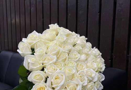 51 высокая белая роза 70 см