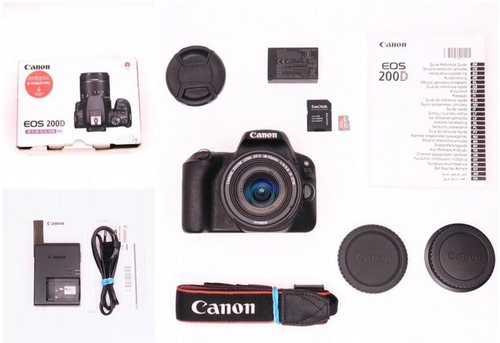 Фотоаппарат Canon 200d (пробег 3850) kit + 128гб
