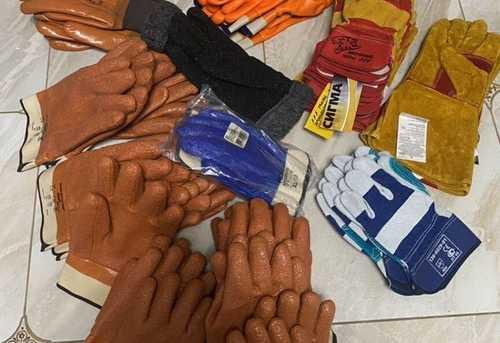 Перчатки рабочие прорезиненные / кожаные