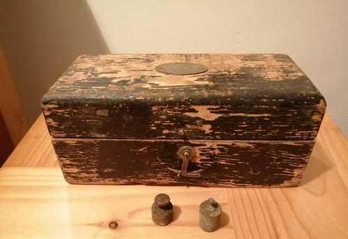 Старинный набор гирек в коробке