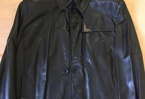 Кожаная куртка пиджак мужская 48