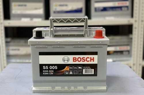 Аккумулятор 63Ah Bosch S5 005 мощный пуск 610А