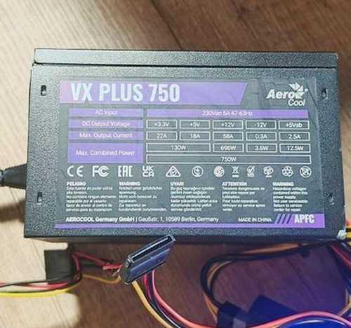 Блок питания aerocool vx plus 750w