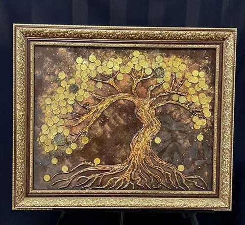 Интерьерная картина панно "Денежное дерево"