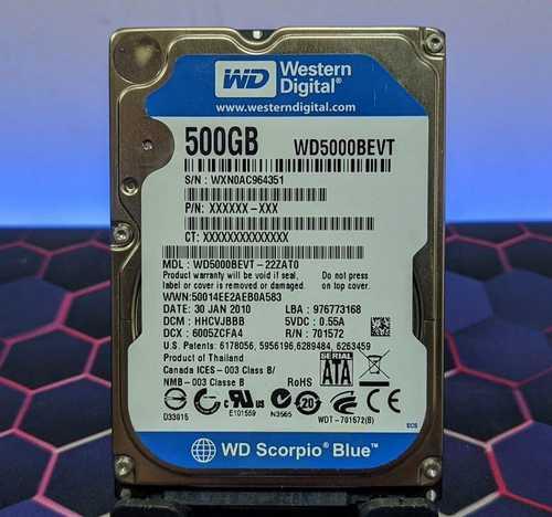 Жесткий диск 500Gb/2.5"/5400/WD/WD5000bevt