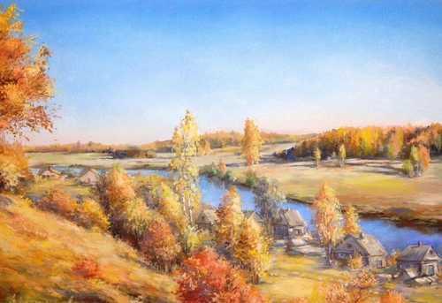 Картина "Осень в деревне " худ. Наталья Гошко холс