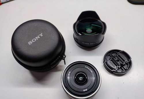 Объектив Sony E 16mm F2.8 + фишай насадка