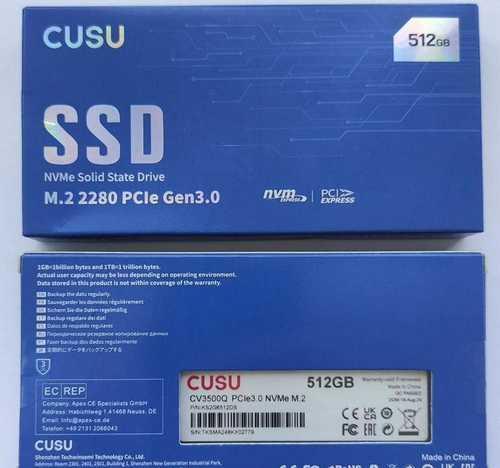 Новые SSD диск M2 nvme 512gb Cusu CV3500Q