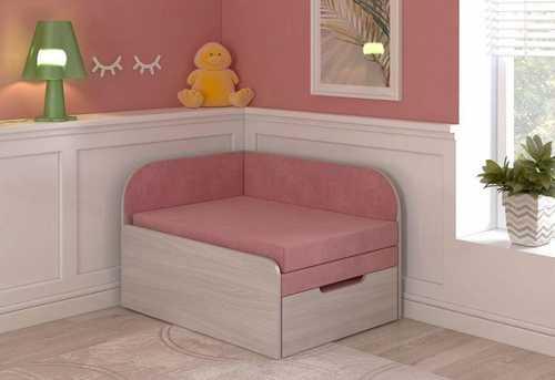 Кровать-диван Розовый с ящиком для белья