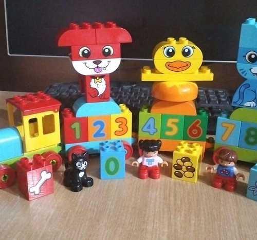 Lego duplo поезд учись считать, первые животные