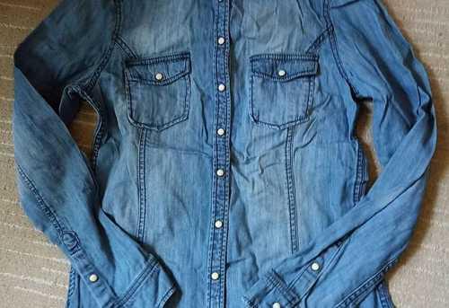 Рубашка джинсовая denim женская S/M,на кнопках