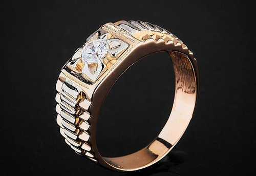 Перстень из комбинированного золота с фианитом