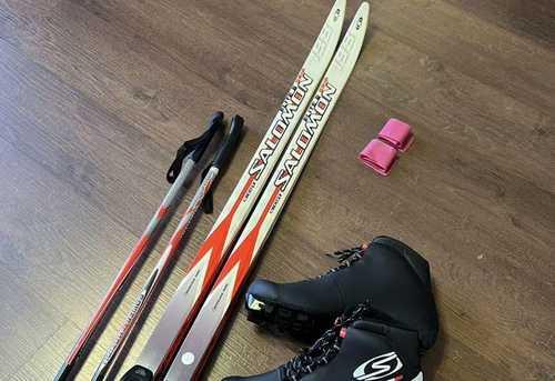 Лыжи Salomon 198, ботинки 47, палки 160 (комплект)