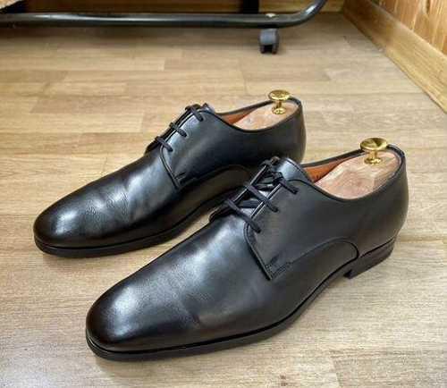 Кожаные туфли дерби Santoni мужские черные