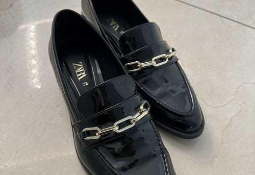 Туфли лоферы zara 38 меховые тапочки