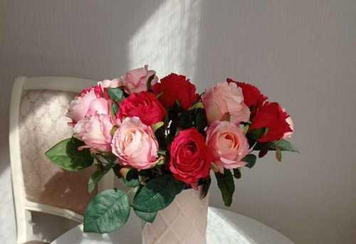 Букет тканевые цветы в вазе