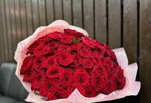 61 красная роза 60 см