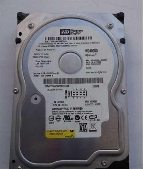 Продам жесткий диск WDC WD400BD 40 Gb